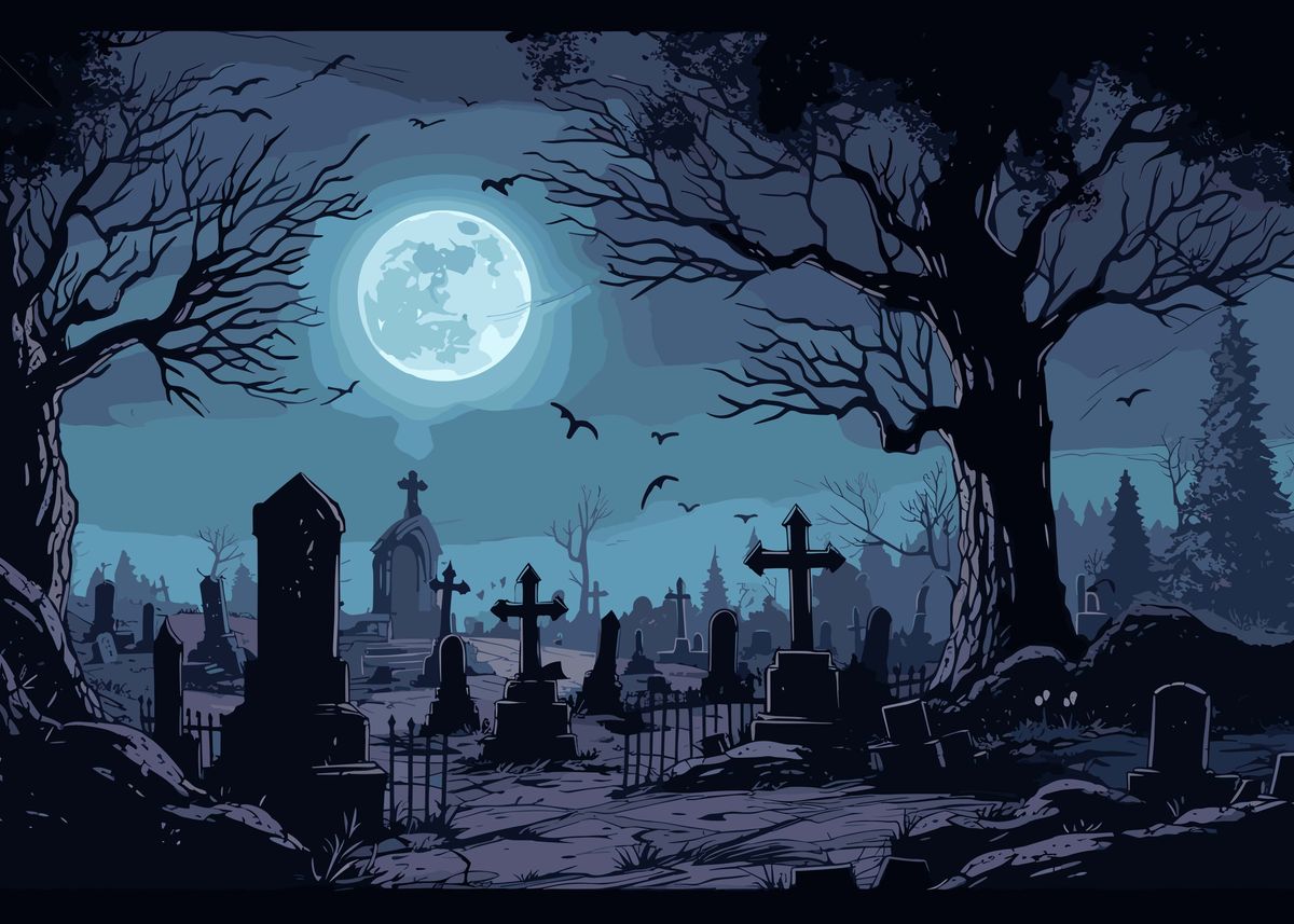'Haunted Cemetery' Poster, picture, metal print, paint by Nicholas Rose ...
