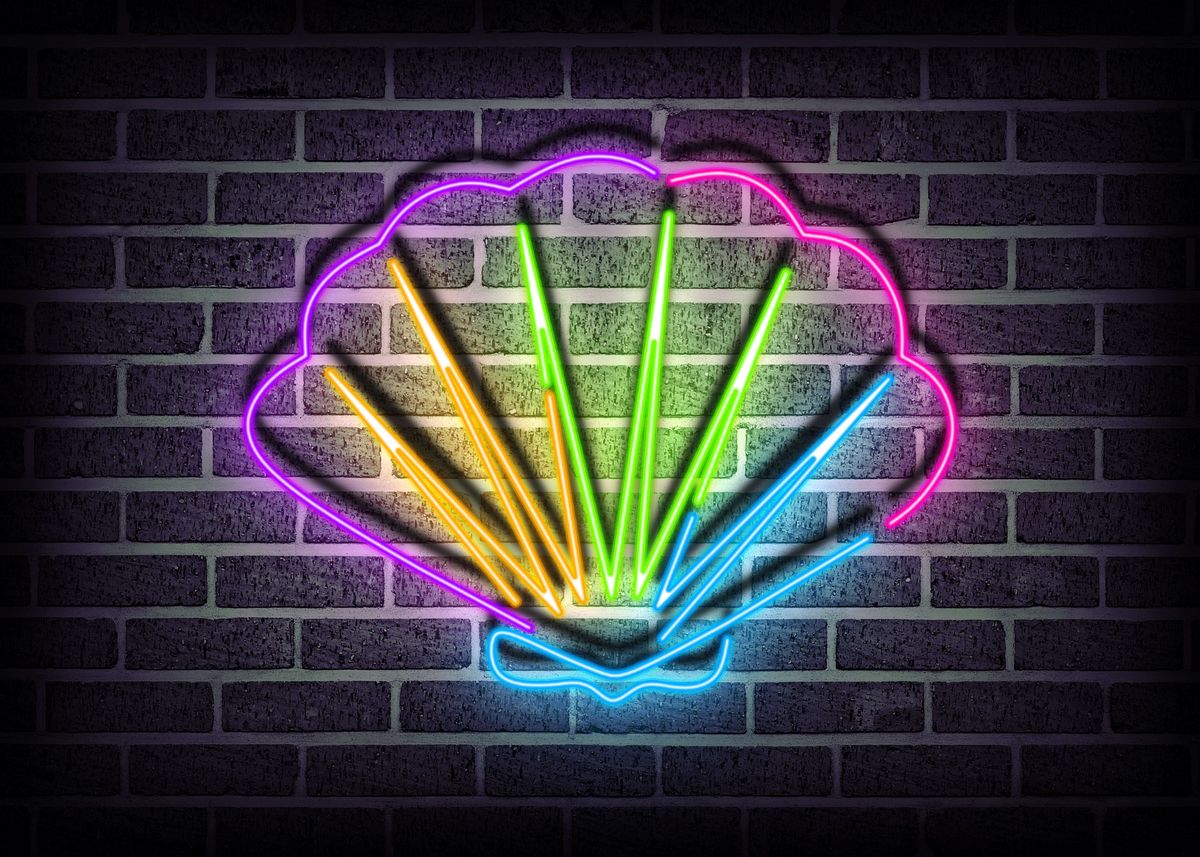 'Seashell Neon sign' Poster, picture, metal print, paint by Tovu Yovi ...