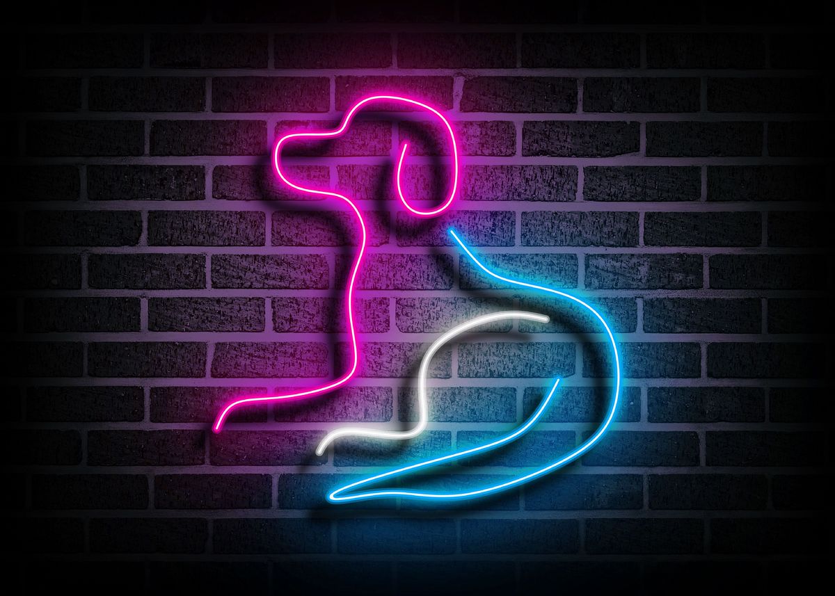 'Dog Neon Sign' Poster, picture, metal print, paint by Tovu Yovi ...