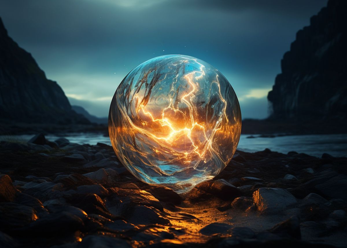 'Magical Orb on the Rocks' Poster, picture, metal print, paint by ...