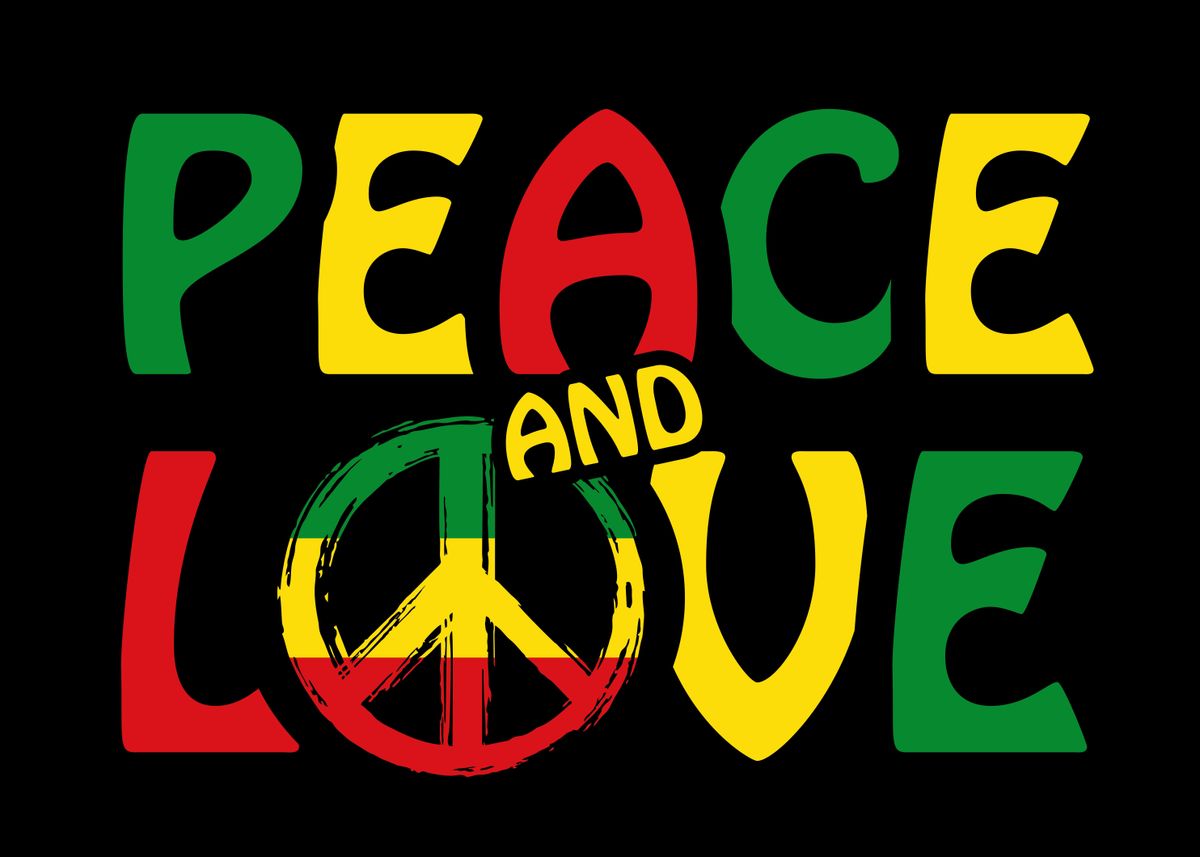 'Peace and Love Reggae' Poster, picture, metal print, paint by ALMA ...