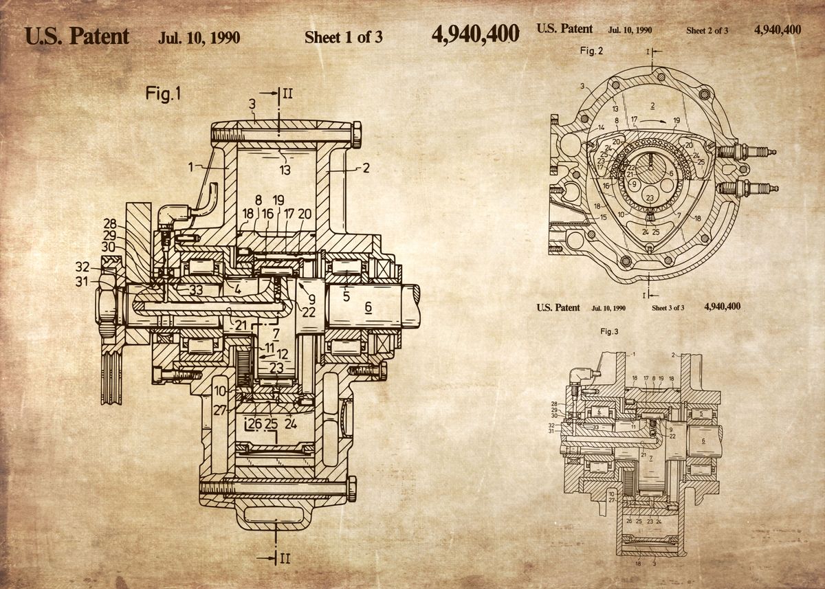 'Patent depicting wankel ' Poster, picture, metal print, paint by Van ...