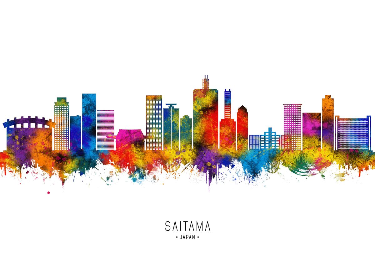 'Saitama Japan Skyline' Poster, picture, metal print, paint by Towseef ...