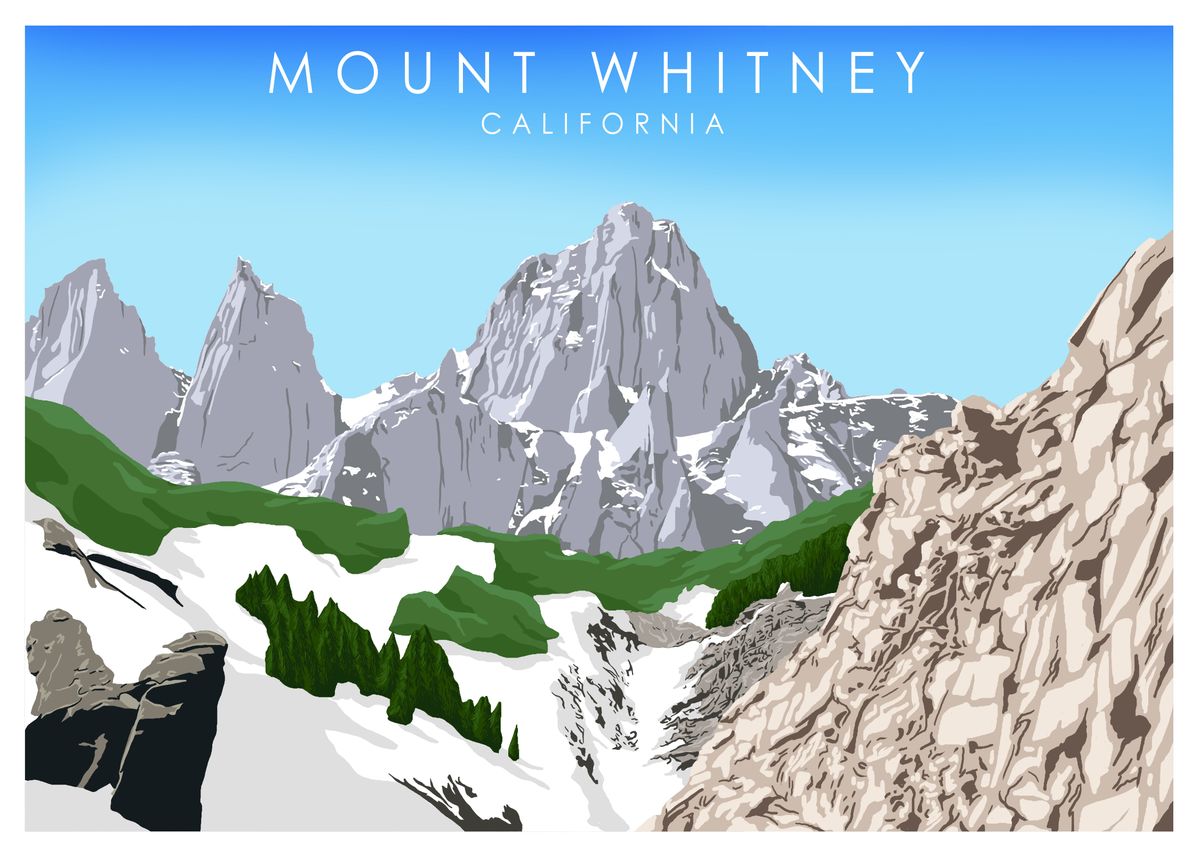 'Mount Whitney' Poster, picture, metal print, paint by OmegaArt | Displate
