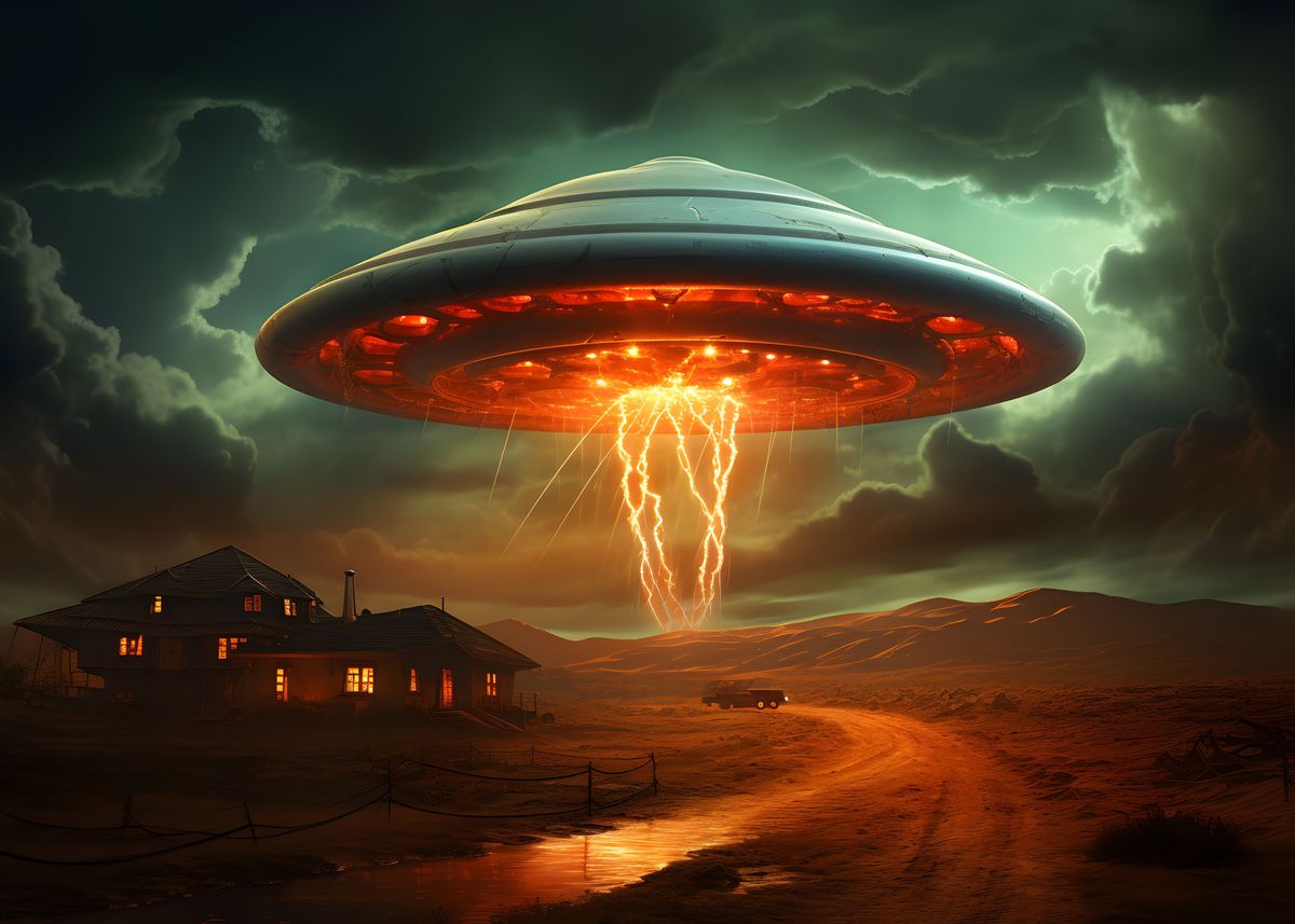 'UFO Abduction Abstract' Poster, picture, metal print, paint by Amazing ...