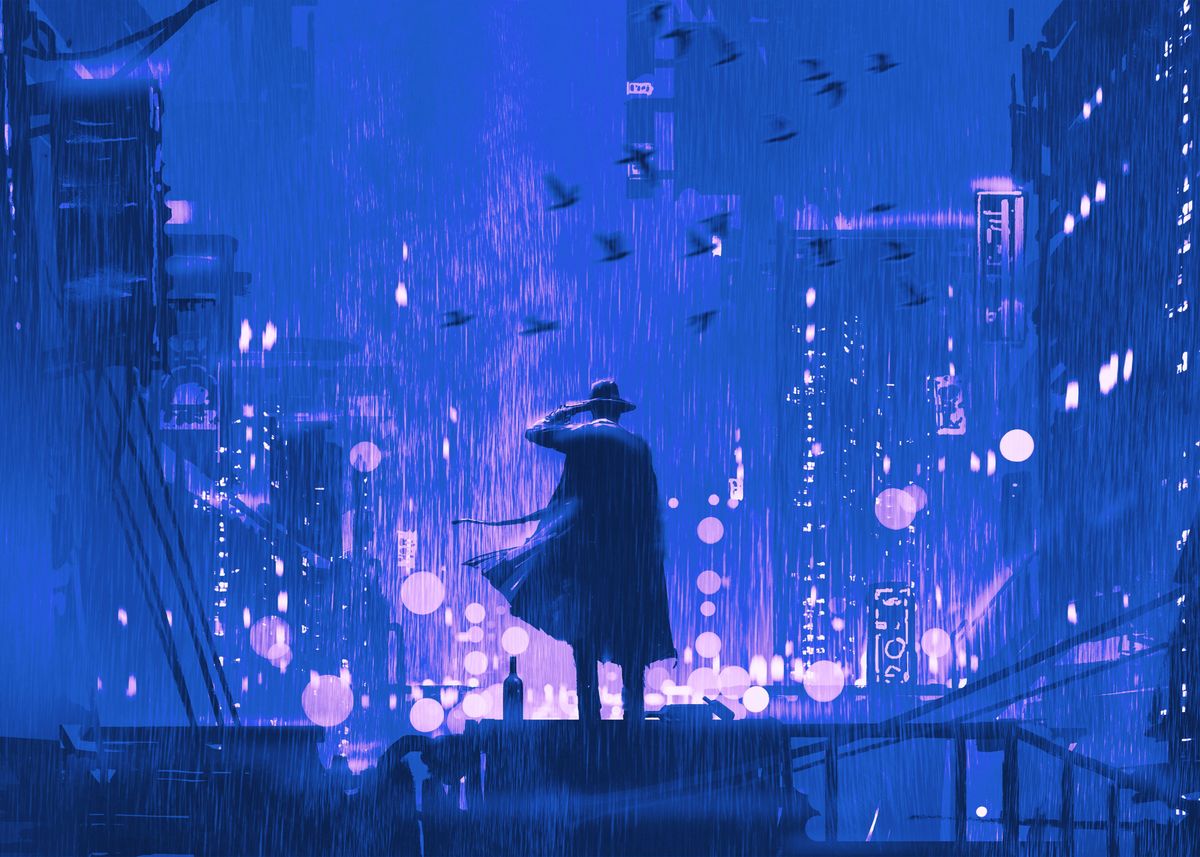 'Noir Detective Cyberpunk' Poster, picture, metal print, paint by ...