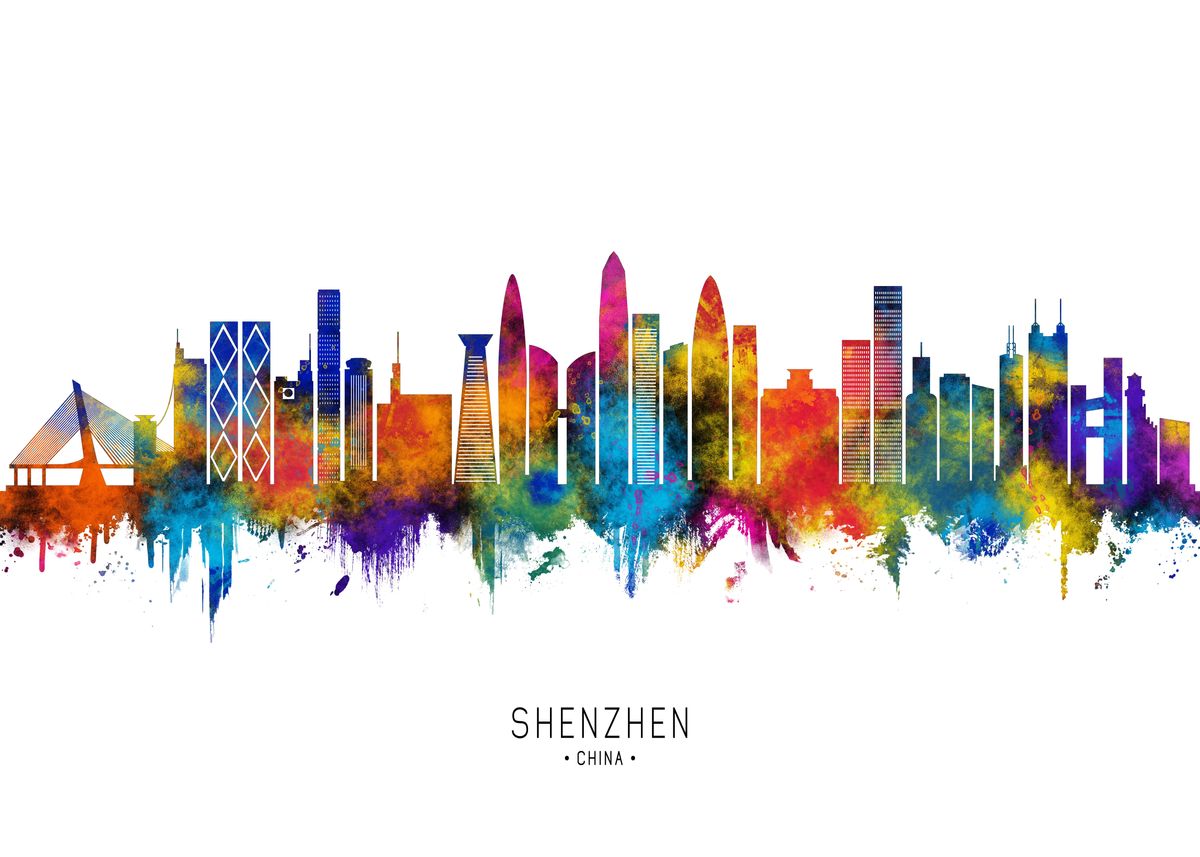 'Shenzhen China Skyline' Poster, picture, metal print, paint by Towseef ...