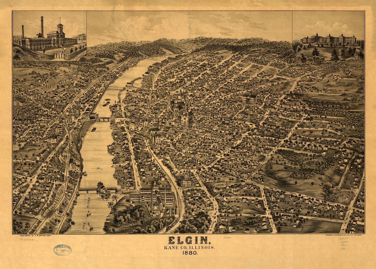 'Elgin Illnois 1880' Poster, picture, metal print, paint by Janice M ...