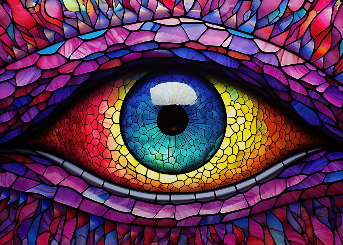 'Stained Glass Dragons Eye' Poster, picture, metal print, paint by ...