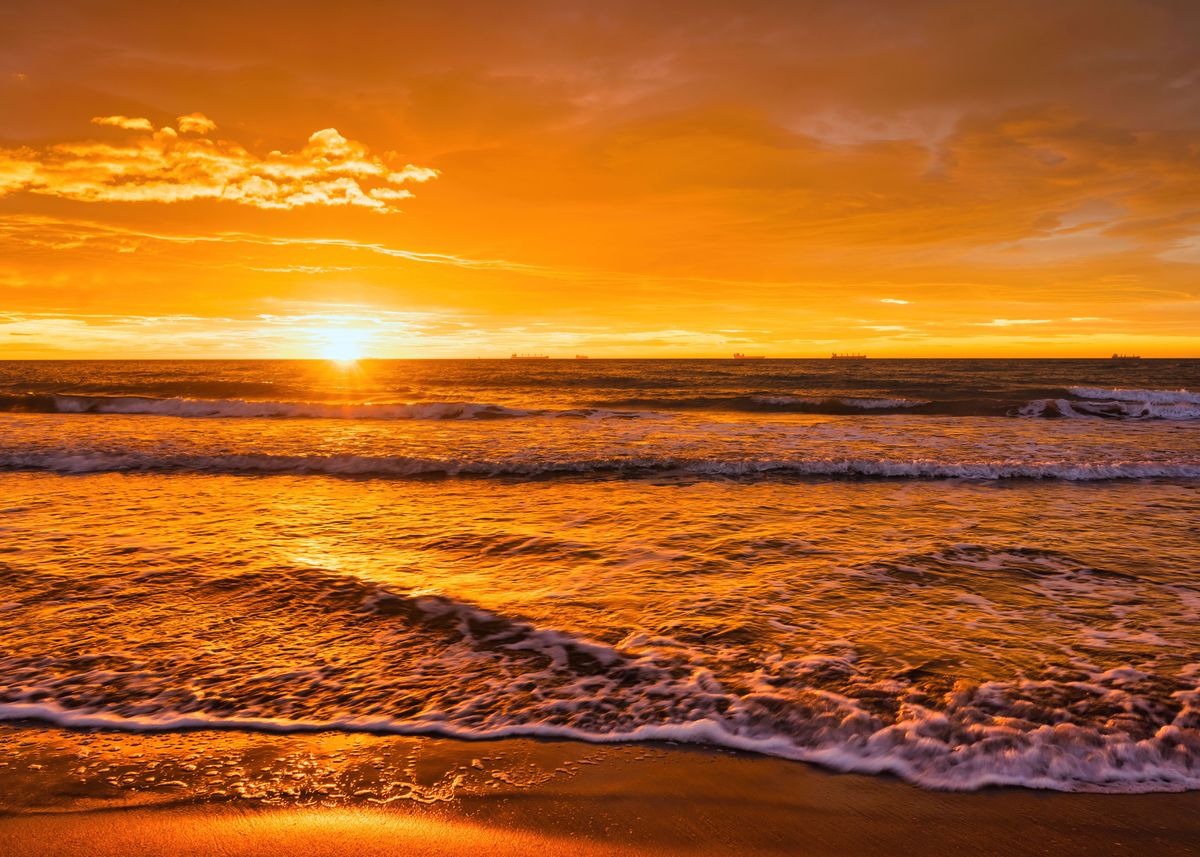 'Sunset beach landscape' Poster, picture, metal print, paint by Vicen ...