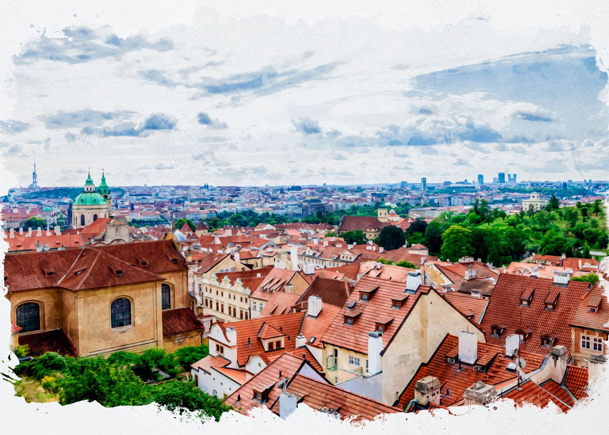 'View of Praga' Poster, picture, metal print, paint by Gianluca ...
