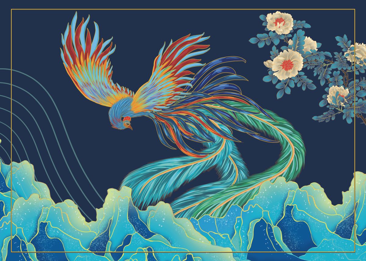 'Phoenix Rising' Poster, picture, metal print, paint by 2Meow | Displate