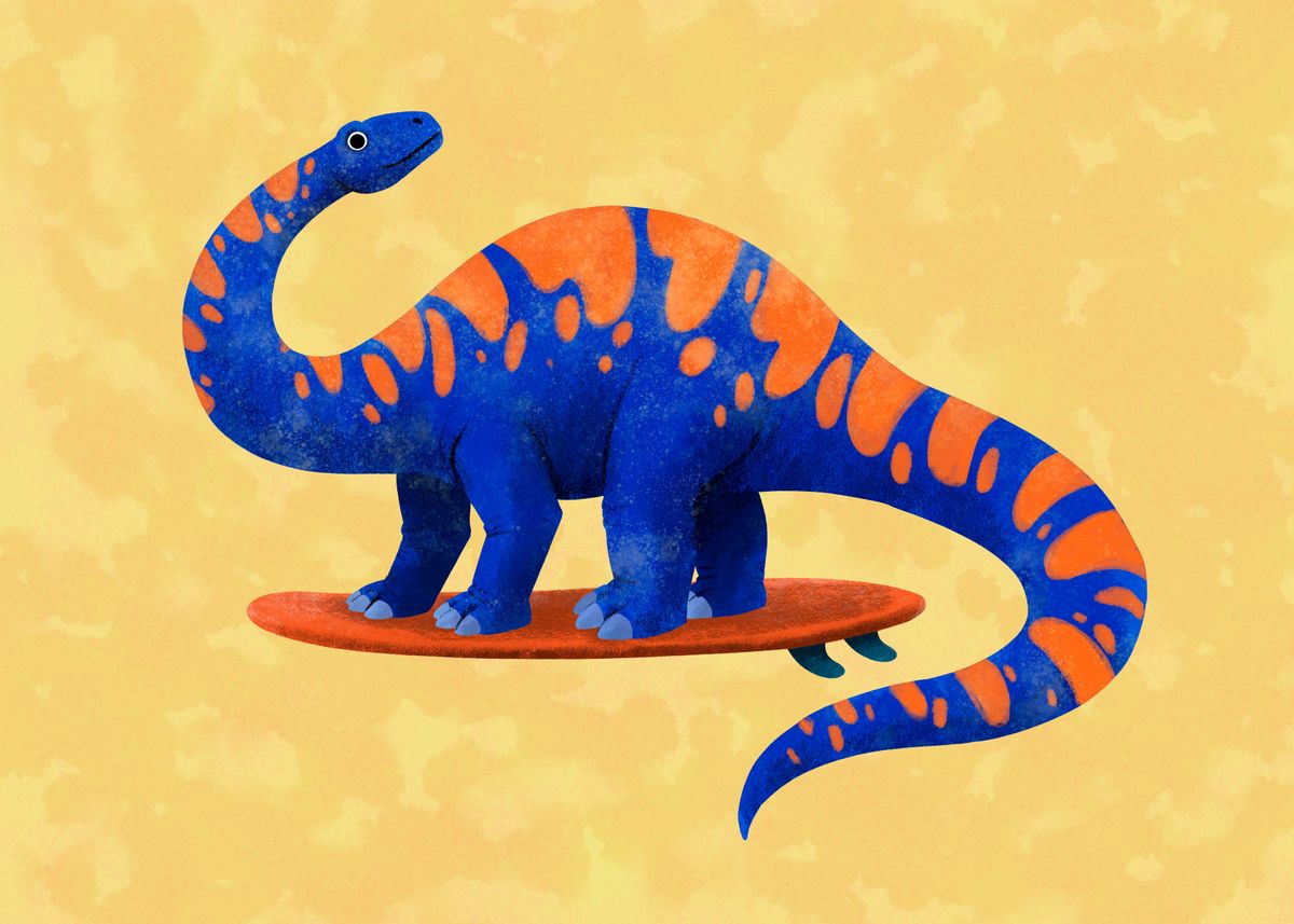 'Surfer Brontosaurus' Poster, picture, metal print, paint by Nuno ...