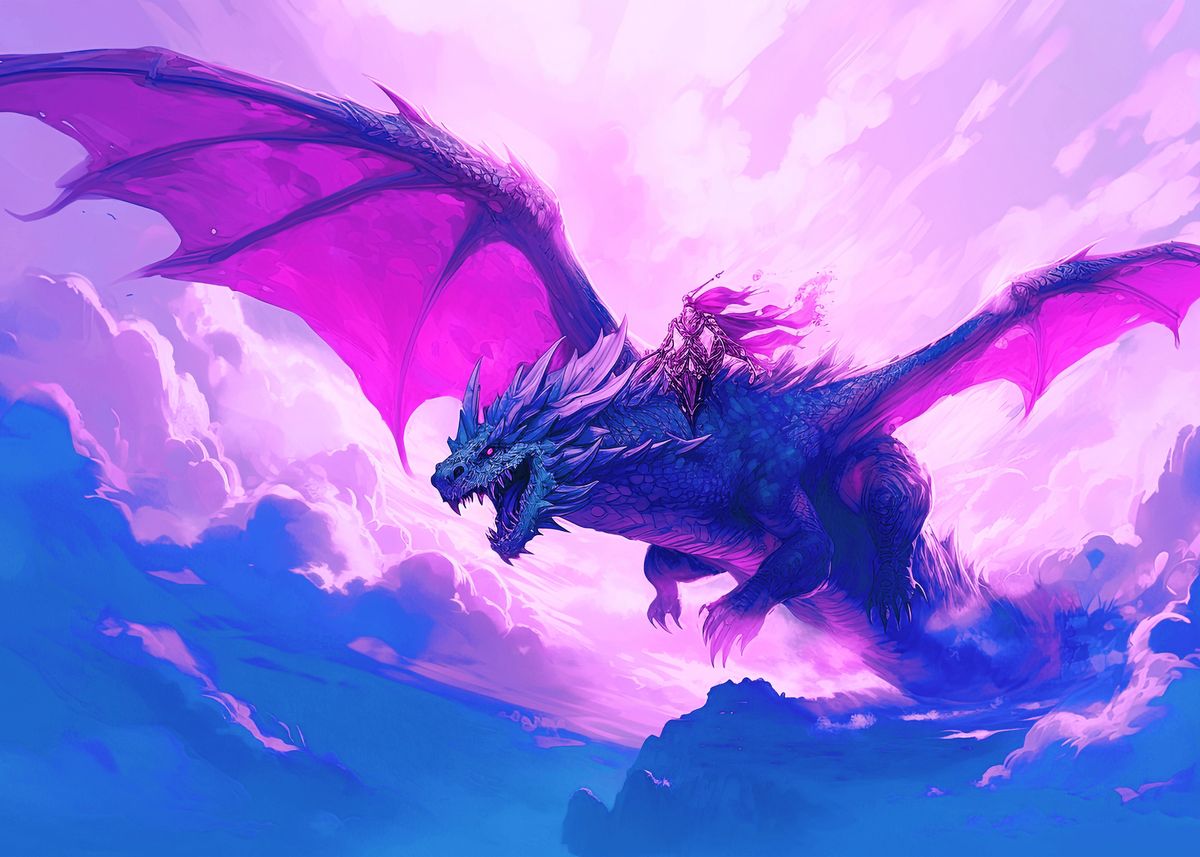 'Legendary Dragon Rider' Poster, picture, metal print, paint by Jihana ...