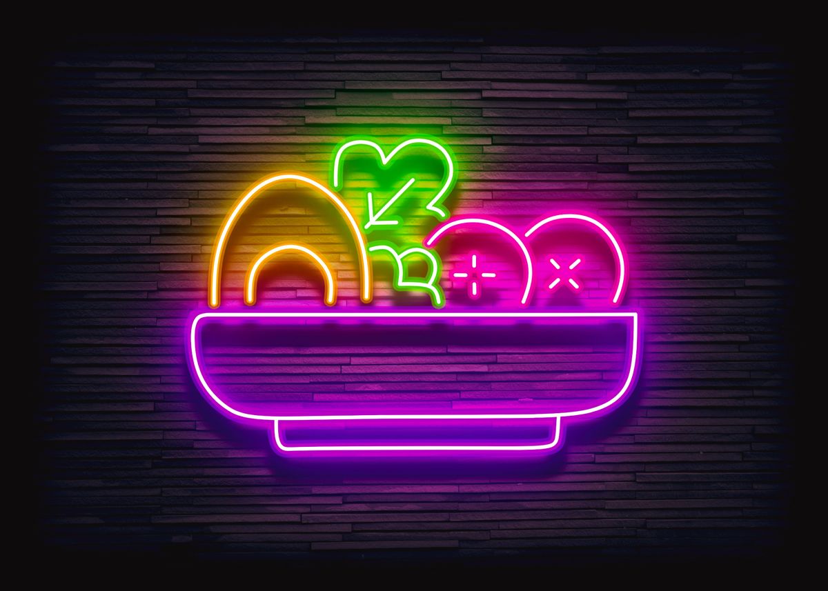 'Salad Neon Sign' Poster, picture, metal print, paint by Viole | Displate