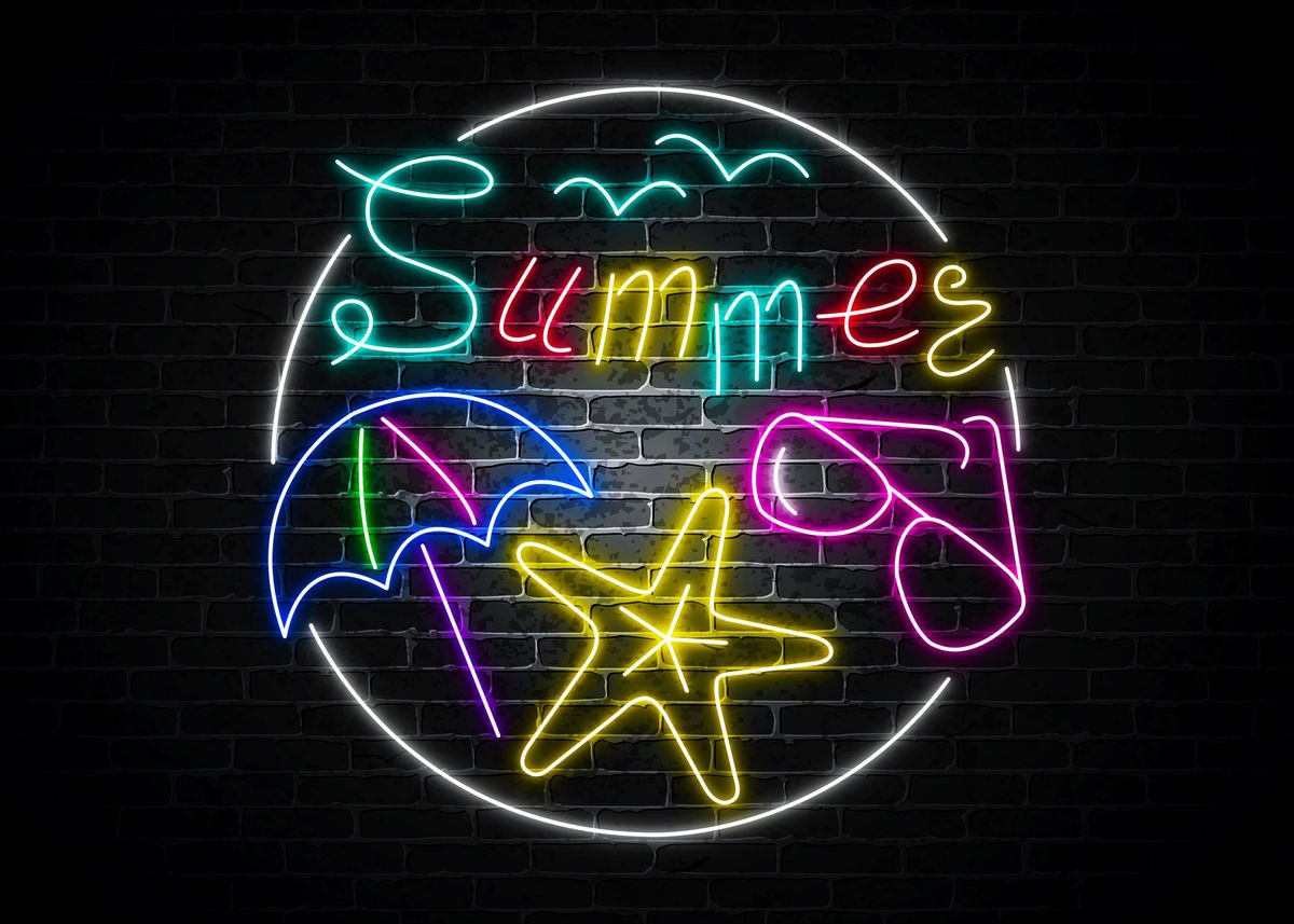 'Neon Summer ' Poster, picture, metal print, paint by Nayan Mclaughlin ...