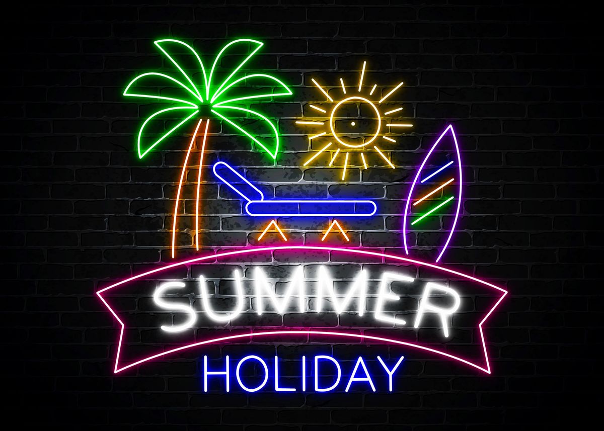 'Neon Summer ' Poster, picture, metal print, paint by Nayan Mclaughlin ...