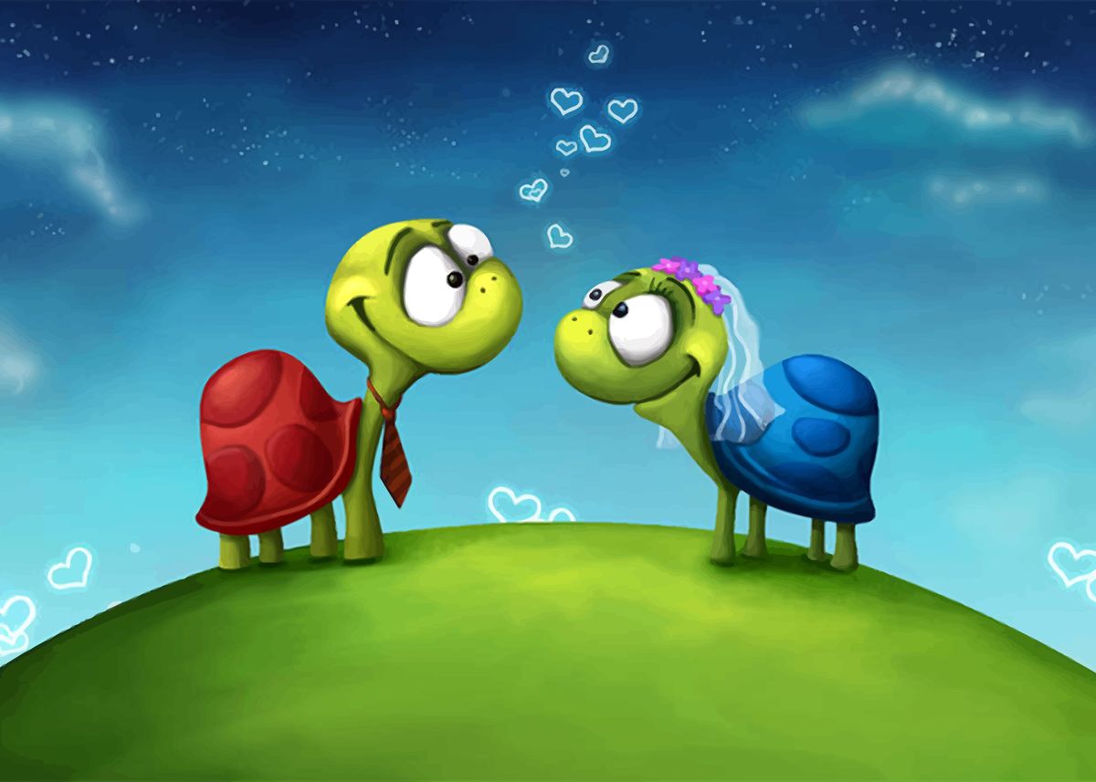 'Turti and Turto' Poster, picture, metal print, paint by Futuner For ...