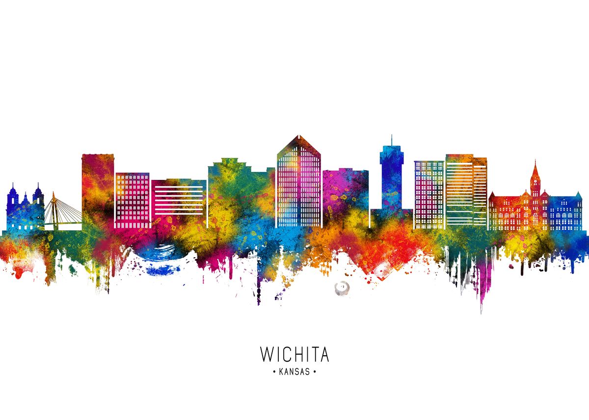 'Wichita Kansas Skyline' Poster, picture, metal print, paint by Towseef ...