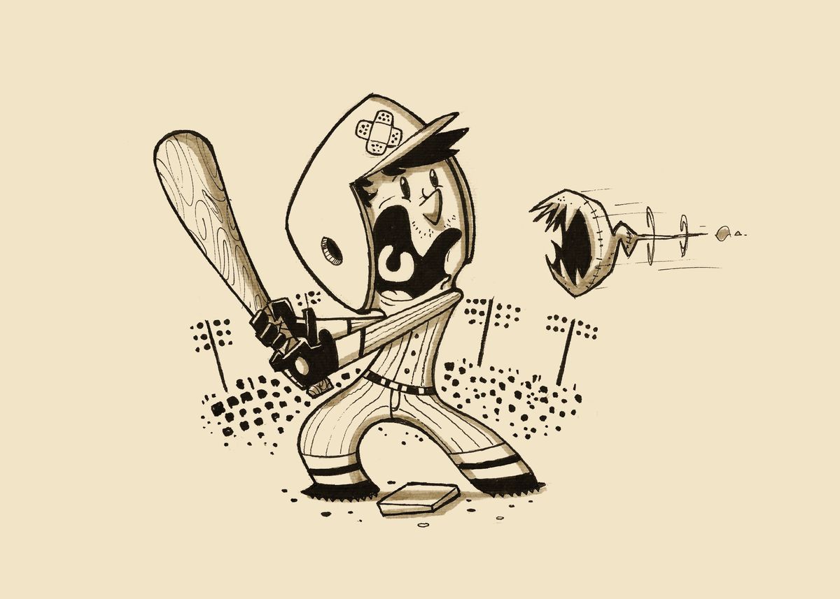 'Spooky Baseball' Poster, picture, metal print, paint by Fito Grafito ...