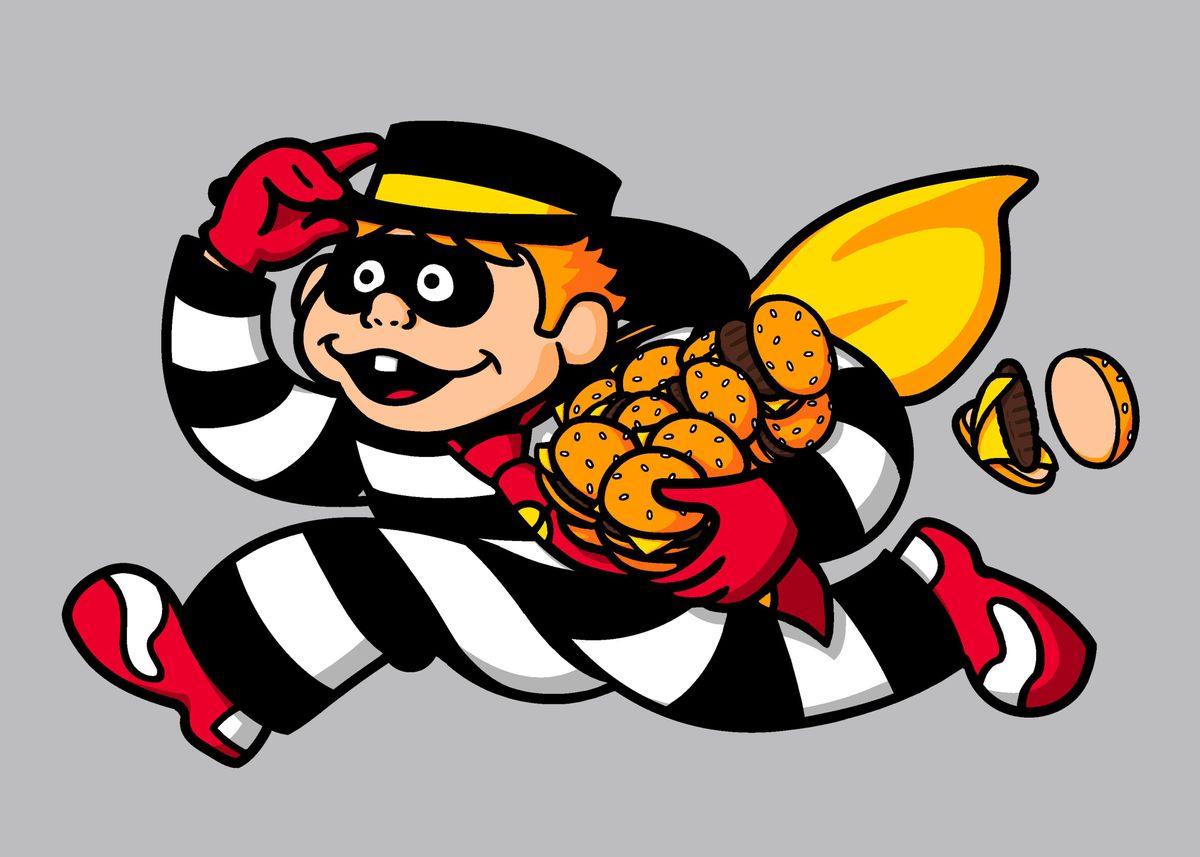 'Burger Theft' Poster, picture, metal print, paint by Rafael Jurado ...