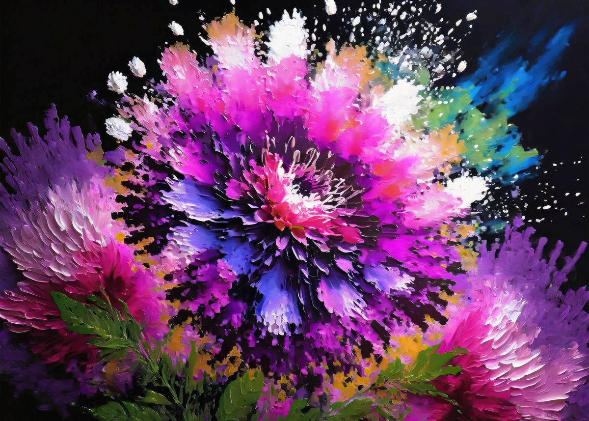 'Exploding Photon Flowers' Poster, picture, metal print, paint by Florian Neumann | Displate