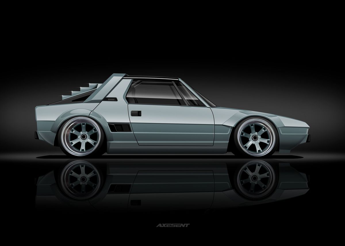'Bertone Fiat X19 Custom' Poster, picture, metal print, paint by Okami Works | Displate