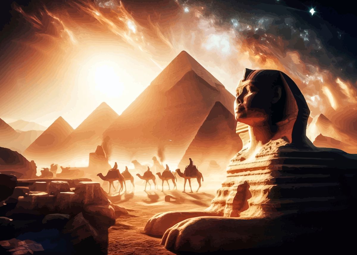'SPHINX EGYPT PYRAMIDS' Poster, picture, metal print, paint by Osvaldo ...
