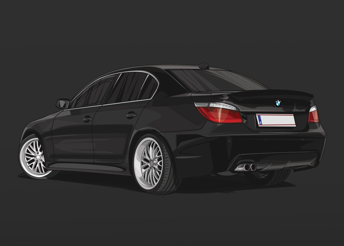 'BMW 5 Series E60 Black' Poster, picture, metal print, paint by ...