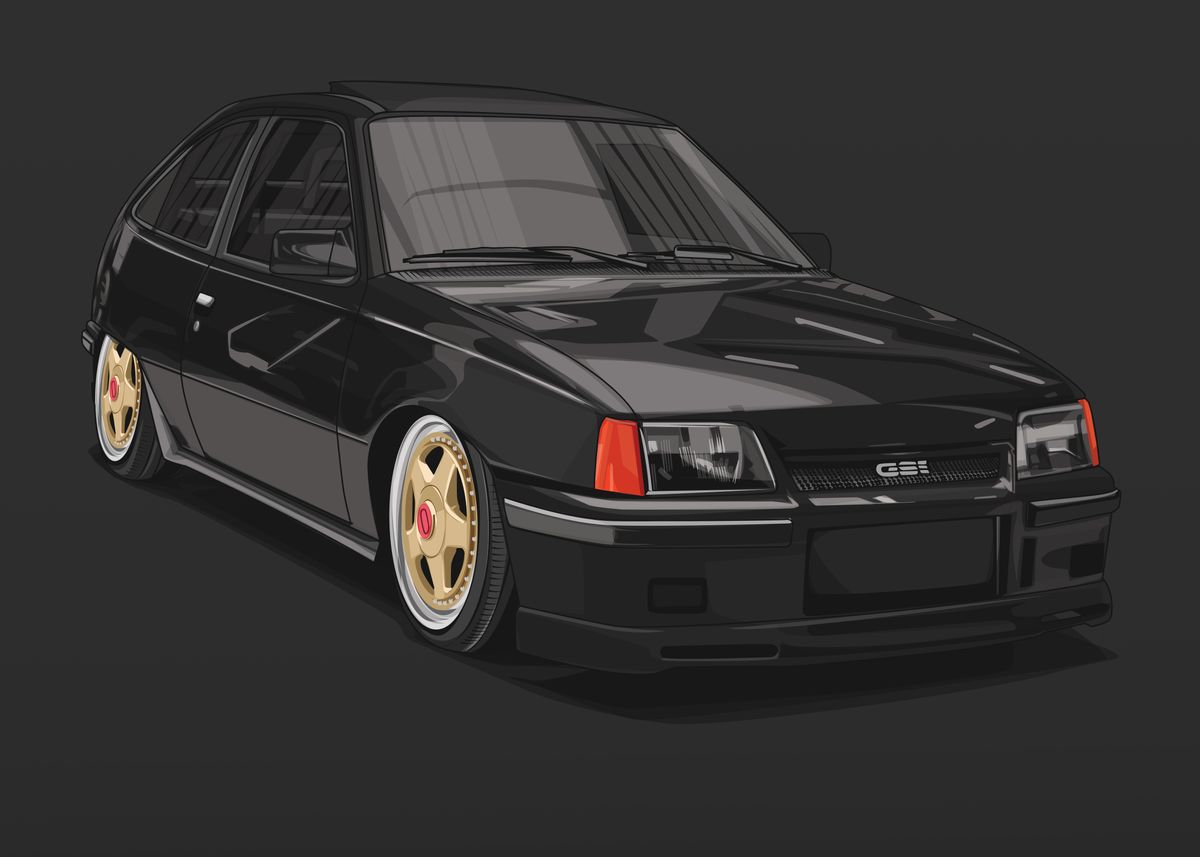 'Opel Kadett E GSi Custom' Poster, picture, metal print, paint by ...