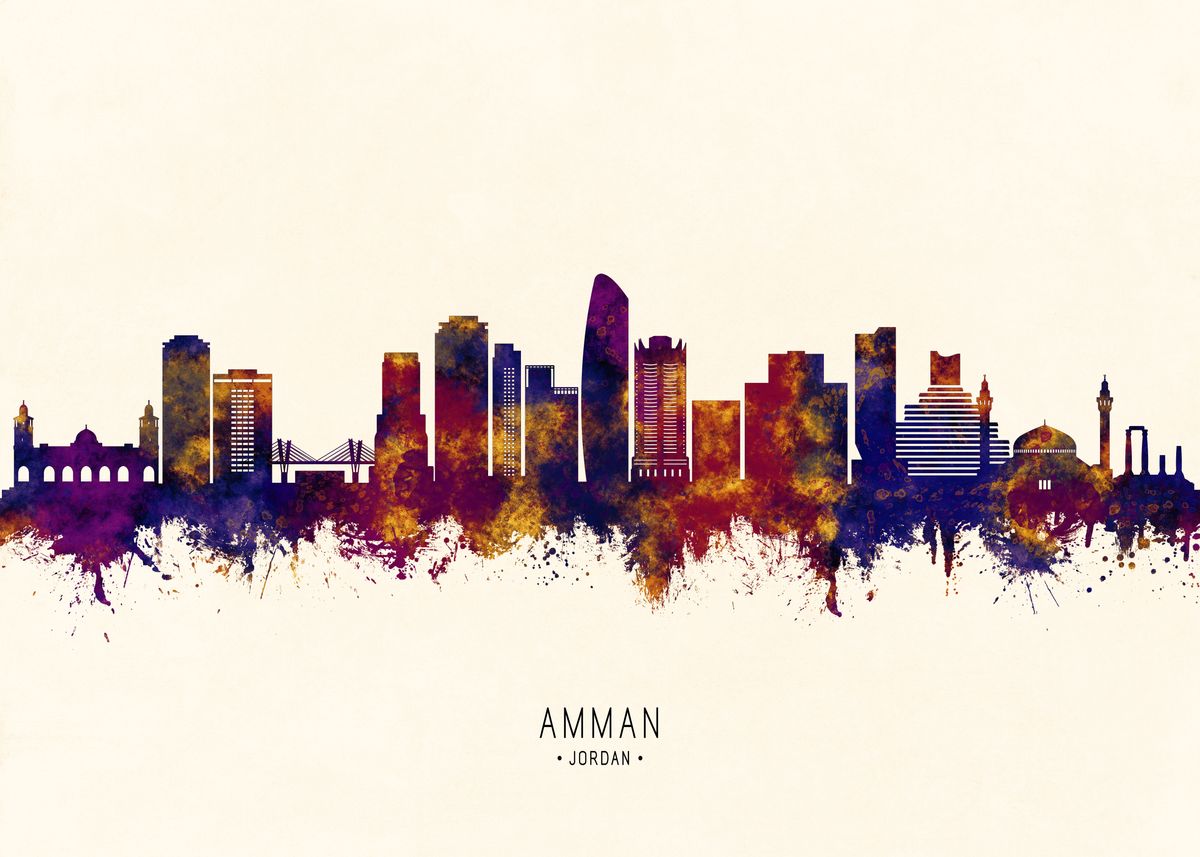 'Amman Jordan Skyline' Poster, picture, metal print, paint by Towseef ...
