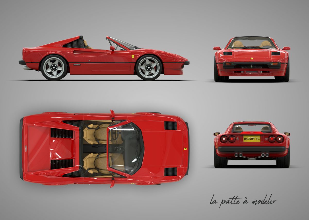 'Ferrari 308 GTB' Poster, picture, metal print, paint by ...