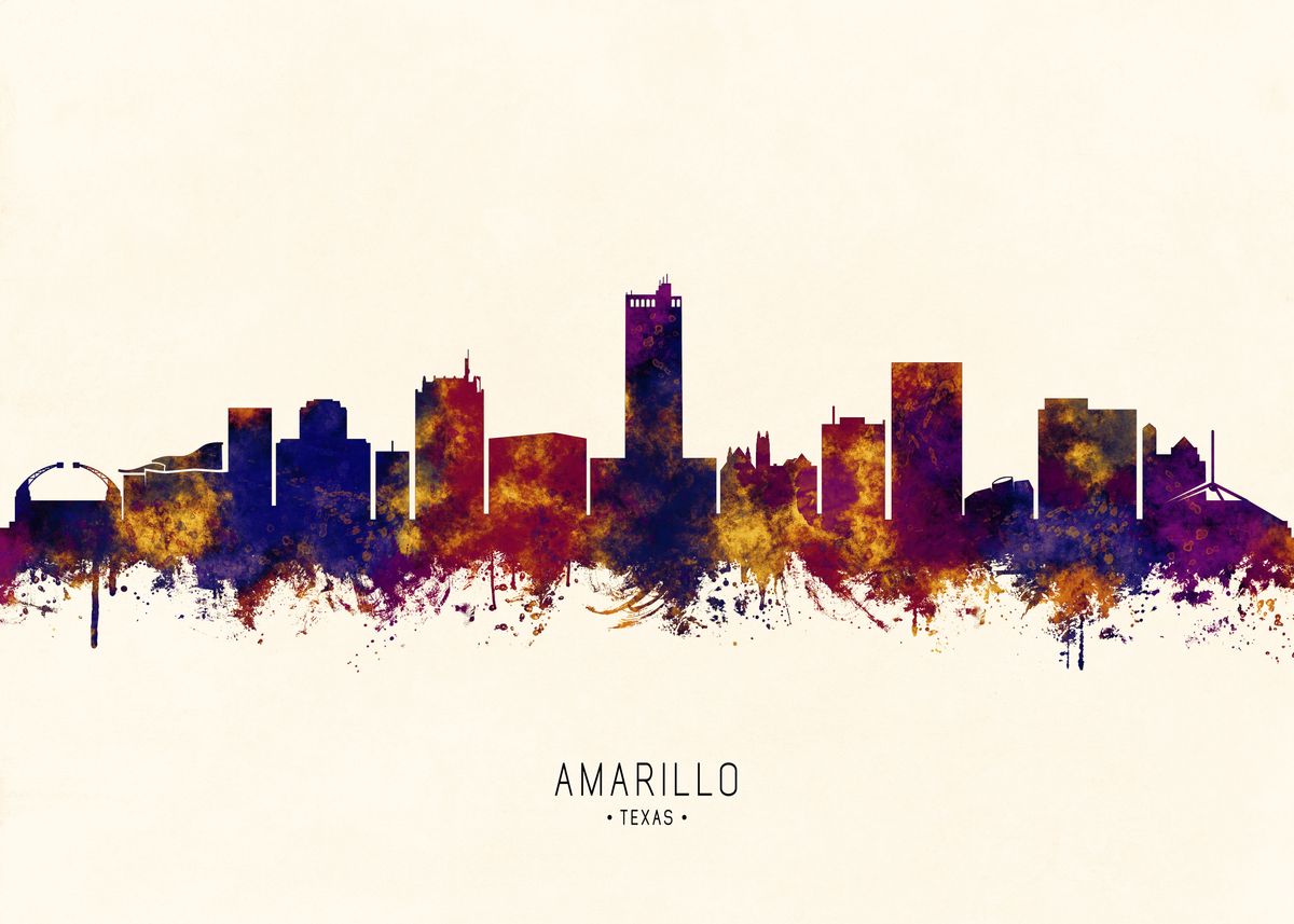 'Amarillo Texas Skyline' Poster, picture, metal print, paint by Towseef ...
