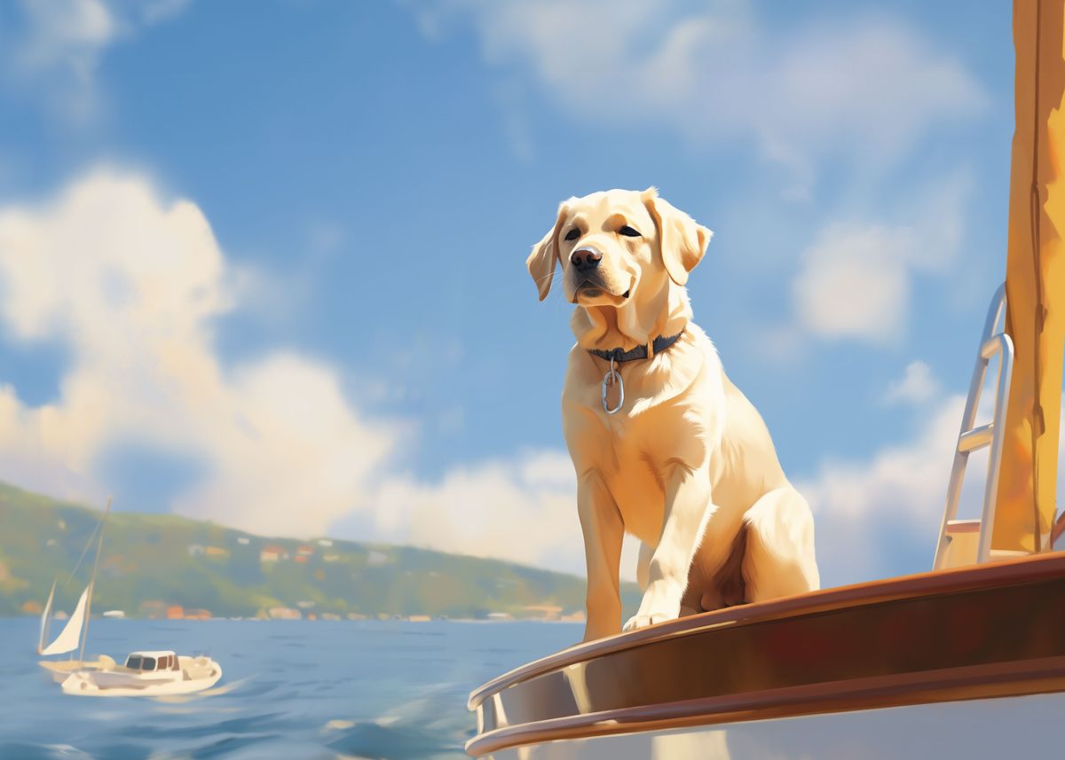 'Sailing labrador retriever' Poster, picture, metal print, paint by ...