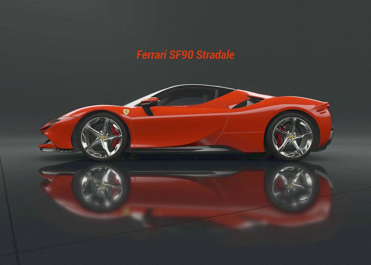 'Ferrari SF90 Stradale' Poster, picture, metal print, paint by One Line ...