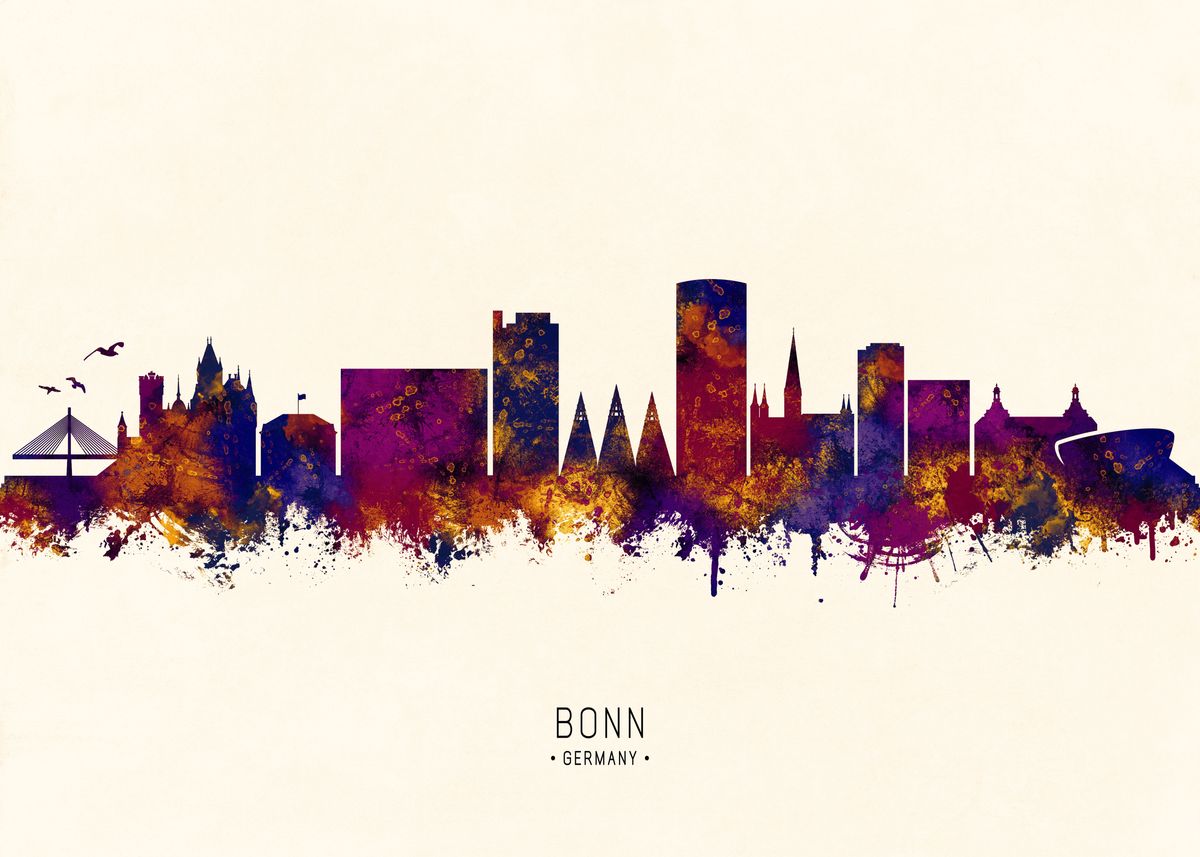 'Bonn Germany Skyline' Poster, picture, metal print, paint by Towseef ...