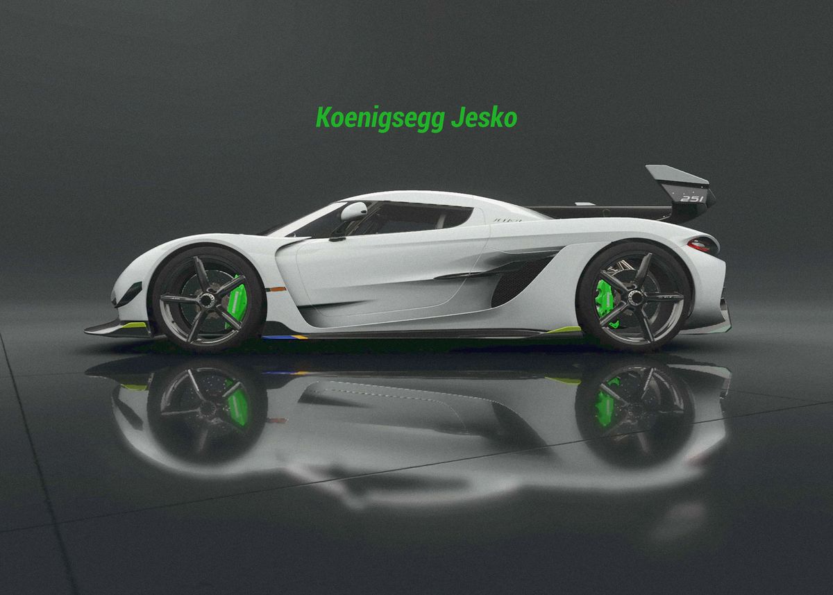 'Koenigsegg Jesko' Poster, picture, metal print, paint by One Line ...