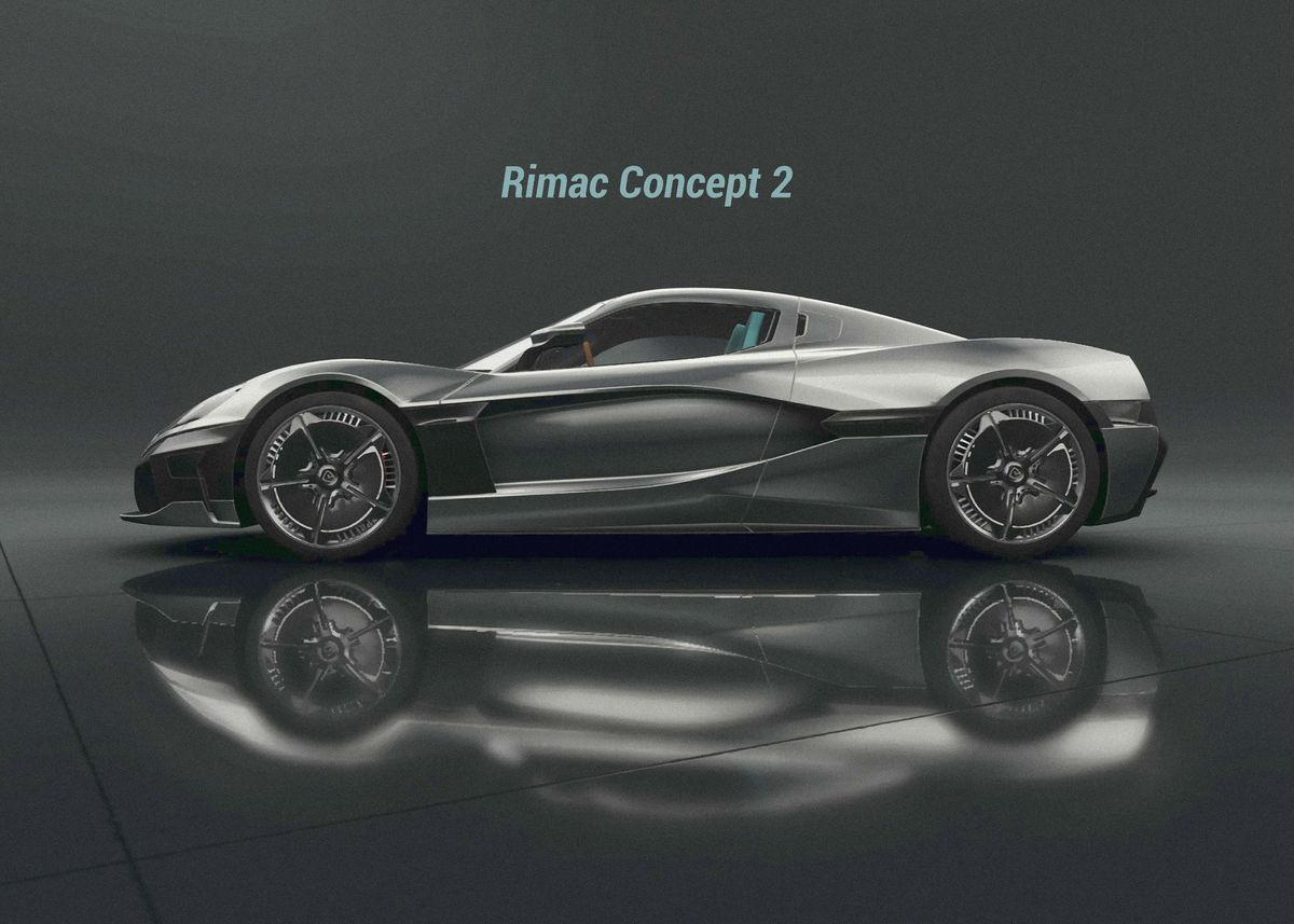 'Rimac Concept 2' Poster, picture, metal print, paint by One Line ...