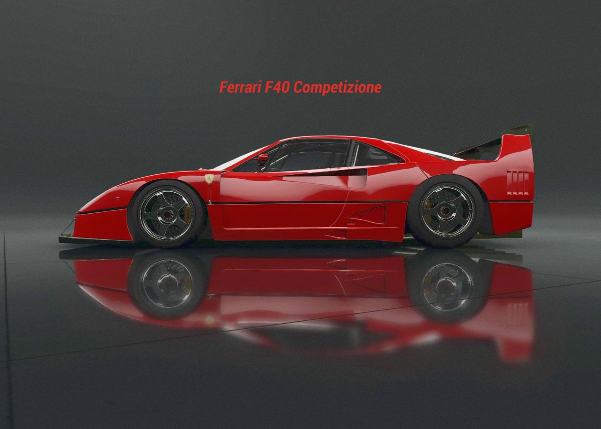 'Ferrari F40 Competizione' Poster, picture, metal print, paint by One ...