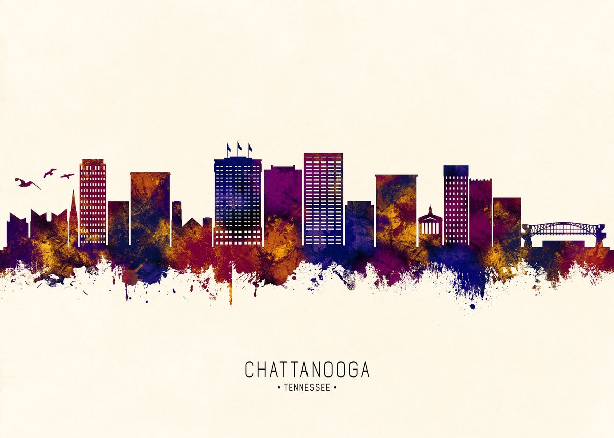 'Chattanooga Skyline' Poster, picture, metal print, paint by Towseef ...