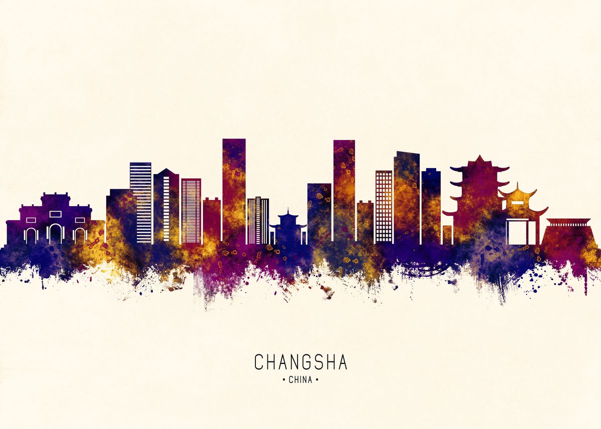 'Changsha China Skyline' Poster, picture, metal print, paint by Towseef ...