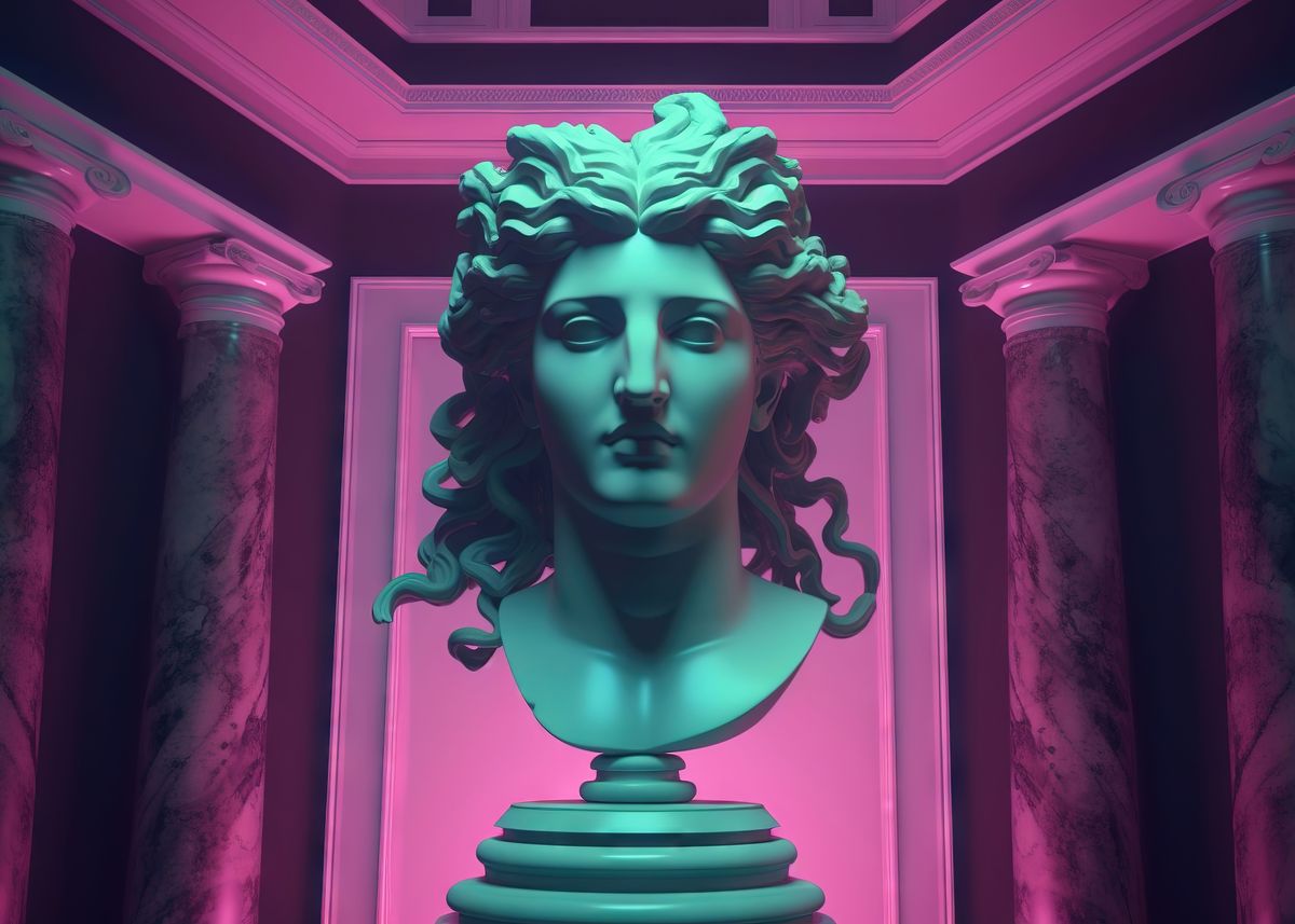 'Mythic Neon Medusa' Poster, picture, metal print, paint by ...