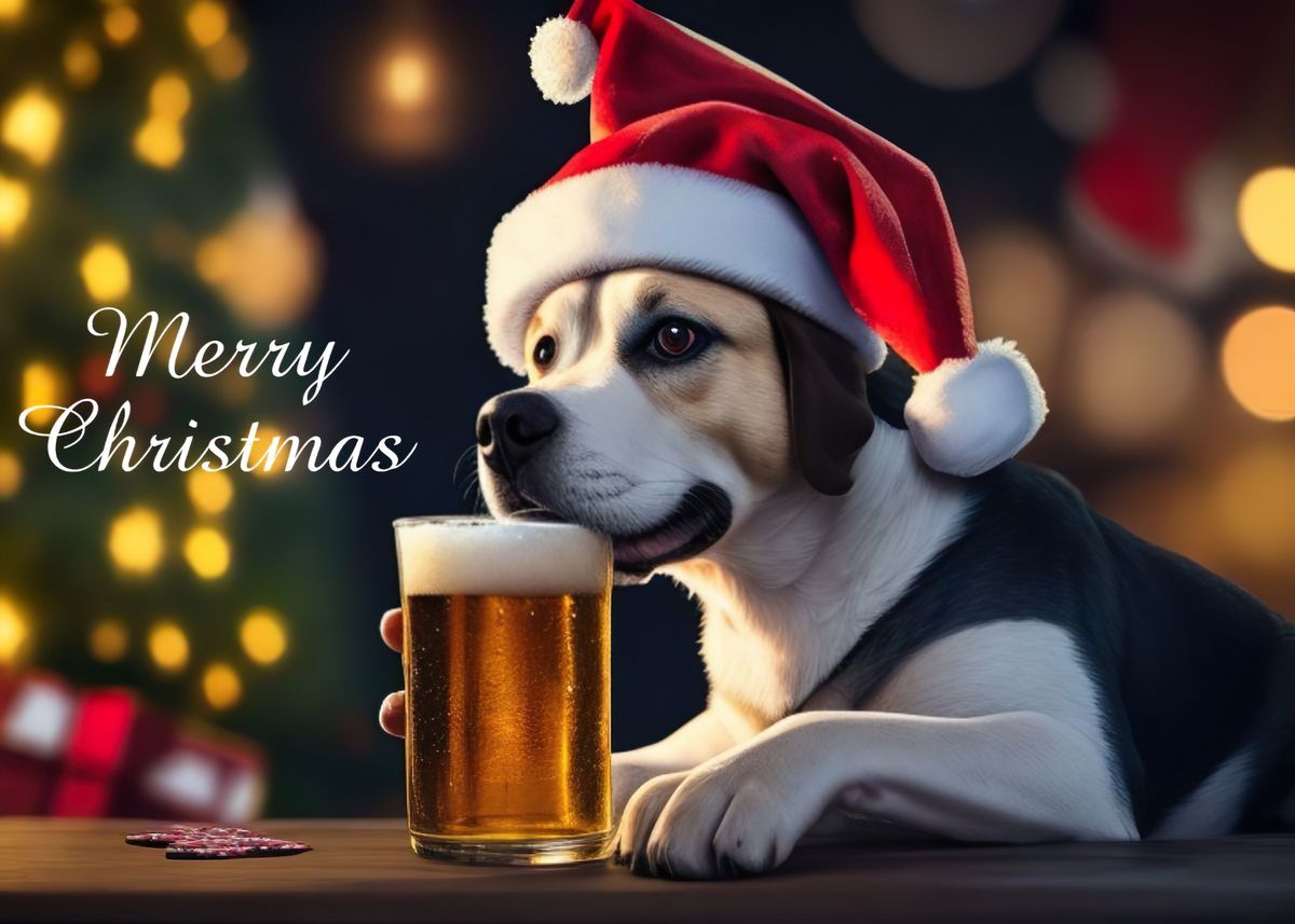 'Dog Merry Christmas' Poster, picture, metal print, paint by Wijaki ...