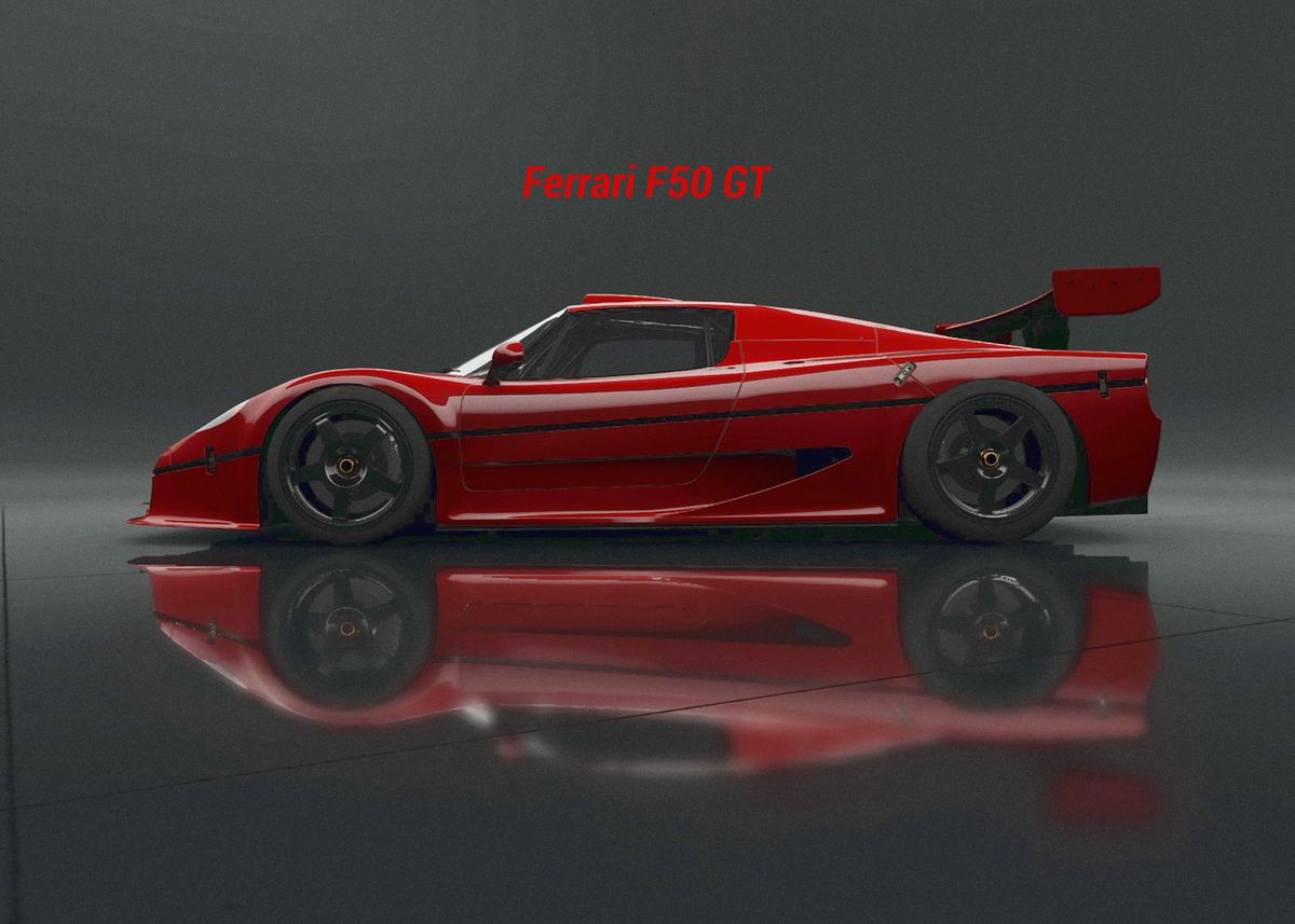 'Ferrari F50 GT' Poster, picture, metal print, paint by One Line Artist ...