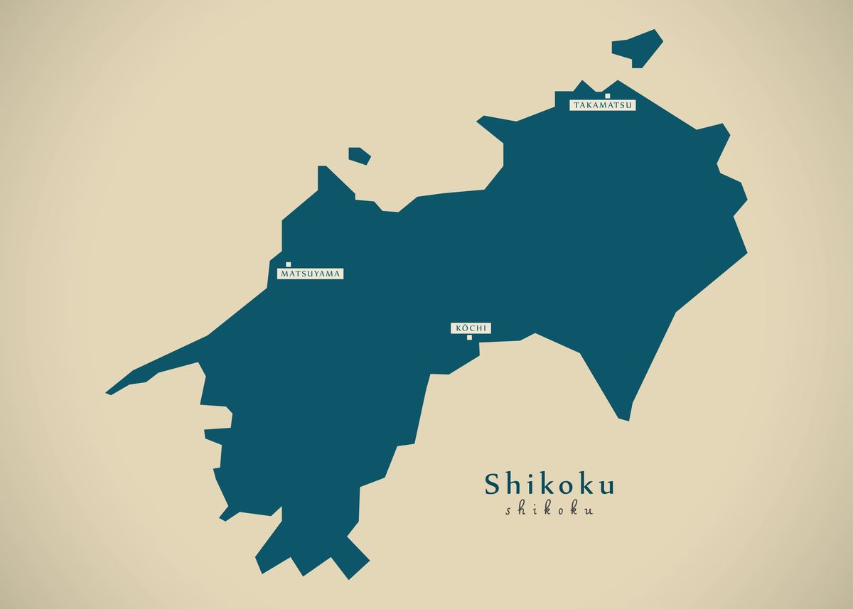 'Shikoku Japan map' Poster, picture, metal print, paint by Ingo Menhard ...