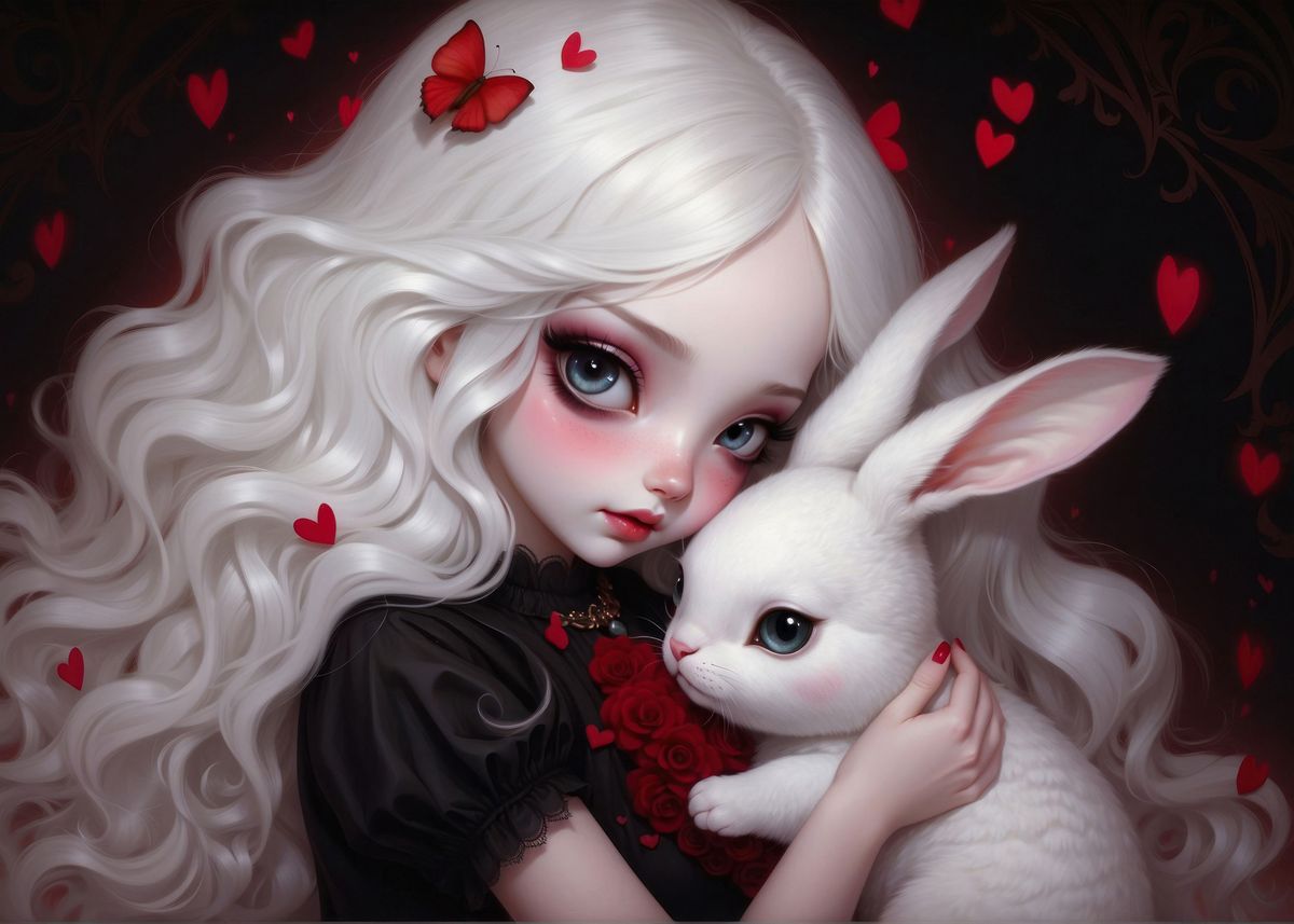 'Alice and the White Rabbit' Poster, picture, metal print, paint by ...