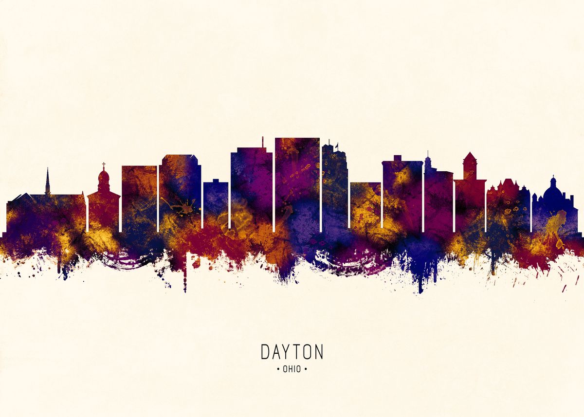 'Dayton Ohio Skyline' Poster, picture, metal print, paint by Towseef ...