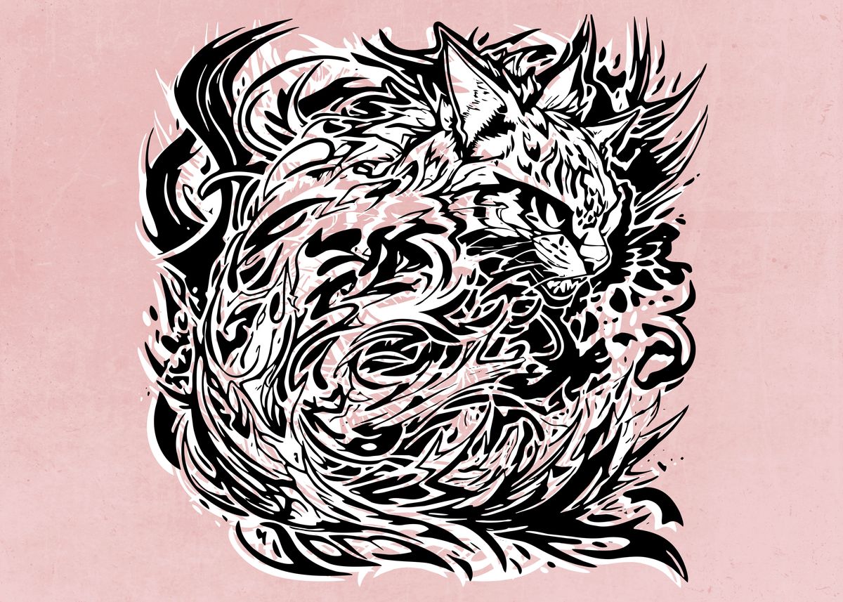 'Abstract Hypercat ' Poster by One Red Fox | Displate