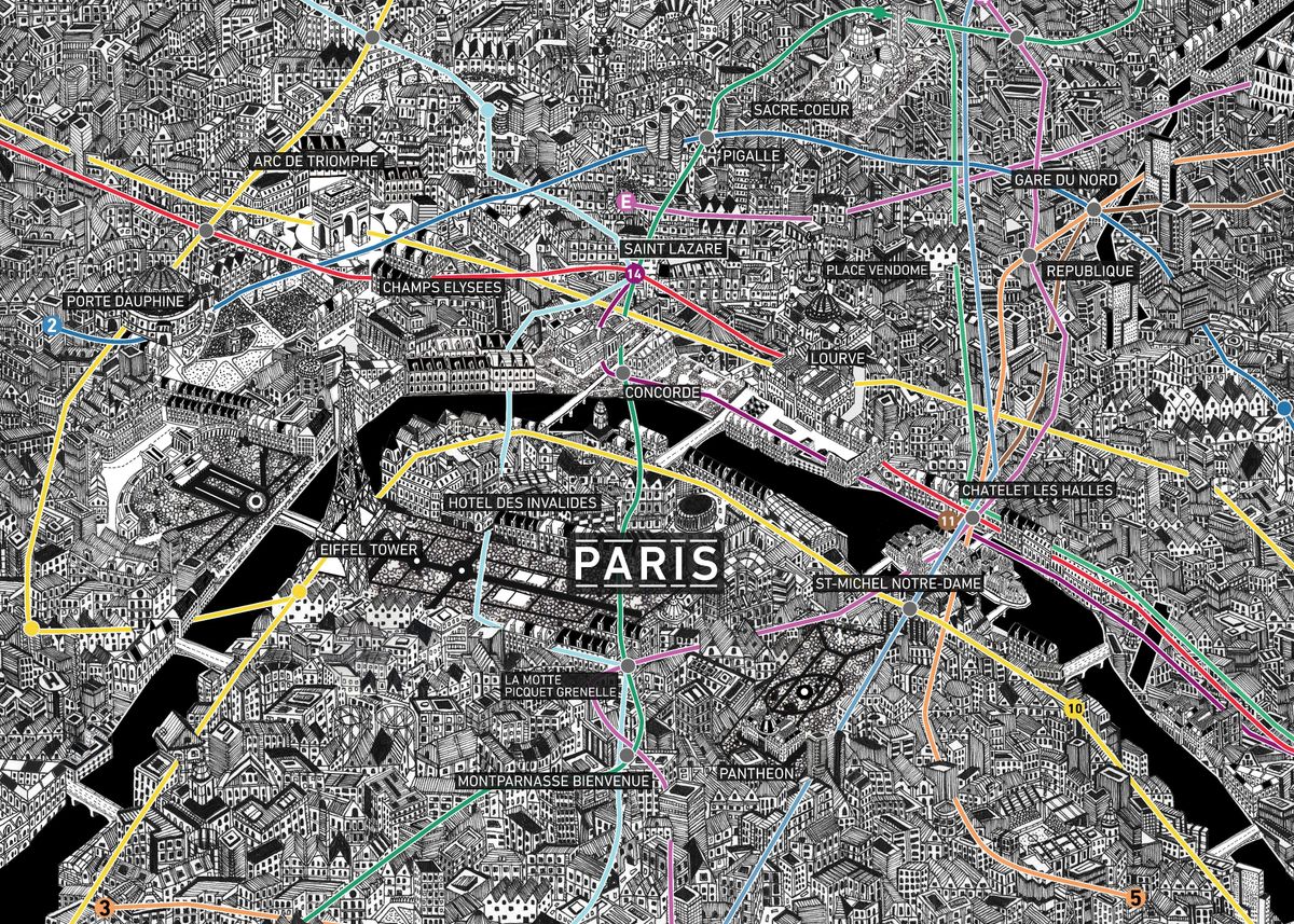 'Paris city metro map' Poster, picture, metal print, paint by Oliver ...