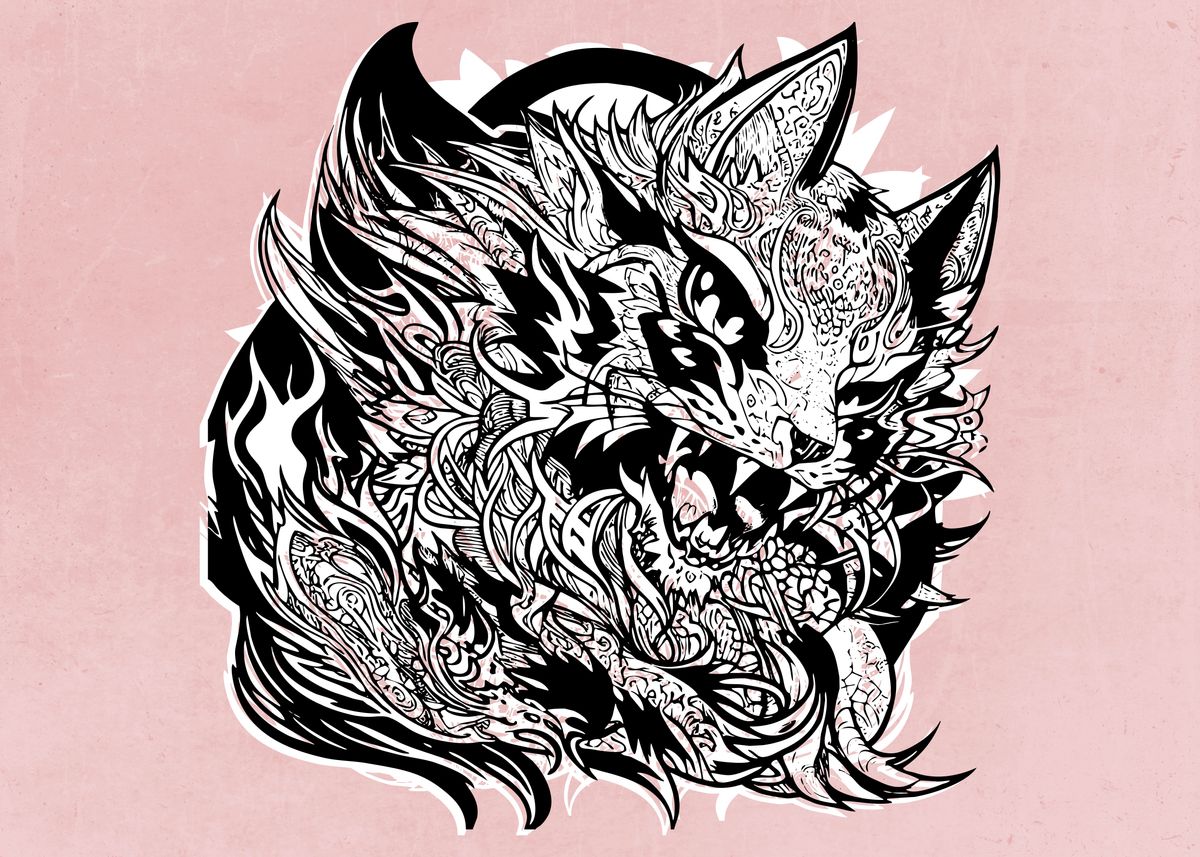 'Abstract Hypercat ' Poster, picture, metal print, paint by One Red Fox ...